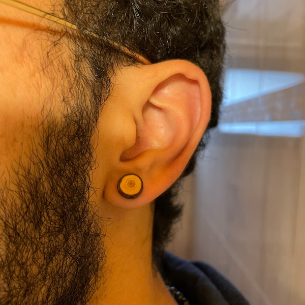 Mens Stud Earring, One Singular Earring for Men, Men Wood Post Stud ...