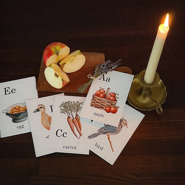 Nature Alphabet Flashcards / Watercolor Alphabet Cards / Homeschool ...