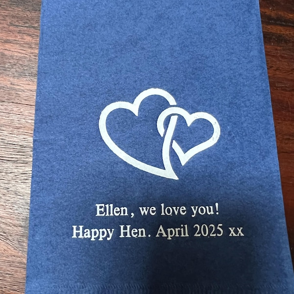 Interlocking Heart Print Napkins - Paper Wedding Napkin - 50 Pack ...