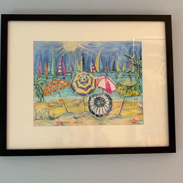 Horizontal Mermaid Original Painting on Wood in Navy and Aqua - Etsy