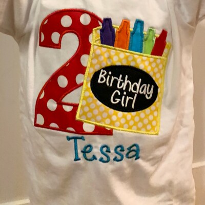 Monogrammed Crayon Box Birthday Shirt - Etsy