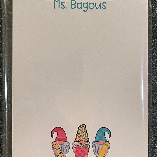 Gnome Personalized Teacher Notepad, Gnome Classroom Theme - Etsy