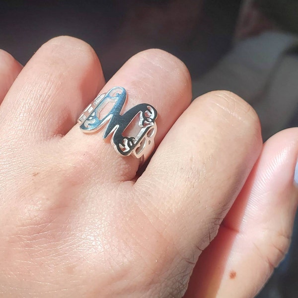 Initial Monogram Ring Personalized Monogram Ring Three Initial Ring Custommed Initial Ring ...