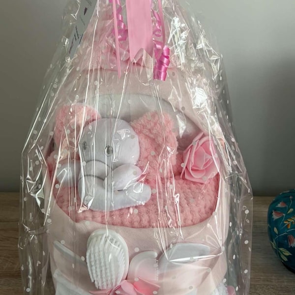 NAPPY CAKE Train Baby Hamper, Blue & White With Optional Extra ...