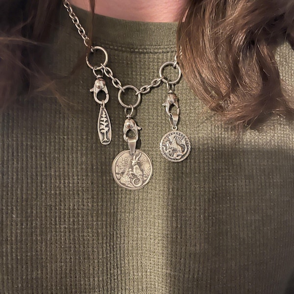 Guillotine Necklace, Lariat Necklace, Punk Necklace, Chunky Chain ...