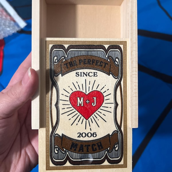 Personalized Couples Matchbox Wood, Custom Wood Matchbox for Couples ...