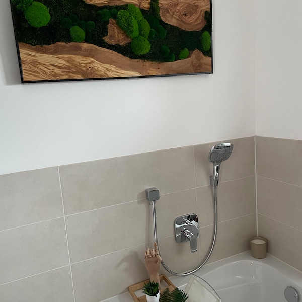 Moss Picture Ball Moss Solid Wood Frame Oiled Oak Moss Landscape - Etsy