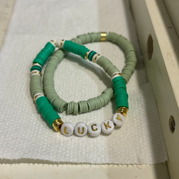 Name Bracelet, Beaded Bracelets, Heishi Bead Bracelet, Girls Trip Gifts, Sports Mom Bracelet ...