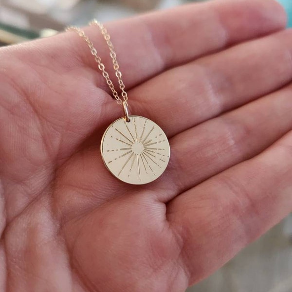 Large Sunbeam Necklace, Minimal Celestial Pendant, Sun Tarot Jewelry ...