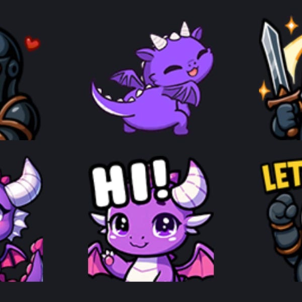 Purple Dragon Twitch Emote Pack - Dragon Emote Bundle, Dragon Discord ...