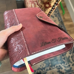 Custom Leather BIBLE Cover PERSONALIZED Floral Embossed - Etsy
