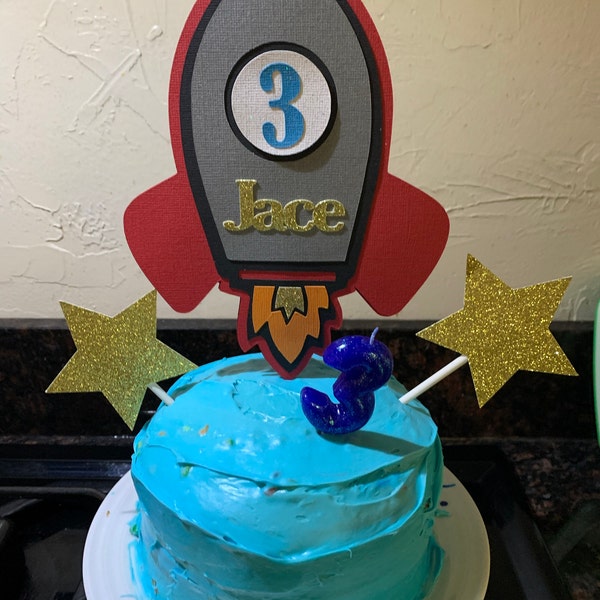 Rocket Cake Topper, Outer Space Cake Topper, Space Birthday, Spaceship ...