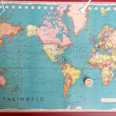 Cork Board World Map Framed Cork Board Map World Map Map on Cork Cork ...