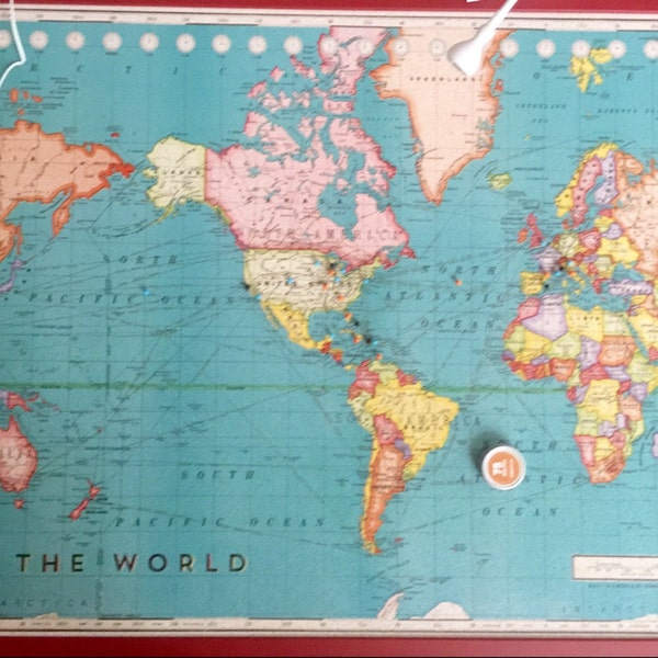 Cork Board World Map | Framed Cork Board Map | World Map | Map on Cork ...