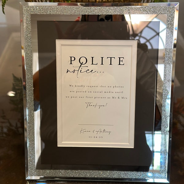 Polite Notice Unplugged Ceremony Wedding Sign: Personalised, Printed ...