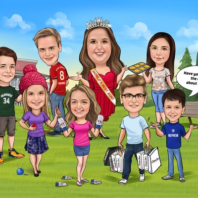 Group Caricatures / Group Cartoons Custom Drawn and Personalised - Etsy