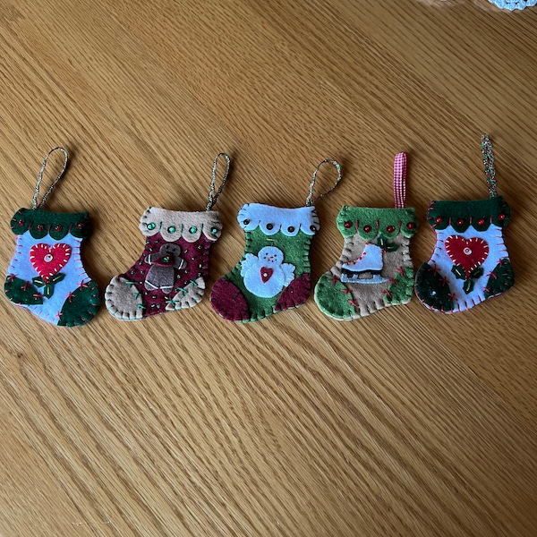 Mini Stockings/wool Applique Christmas Ornaments, Ornies /winter ...