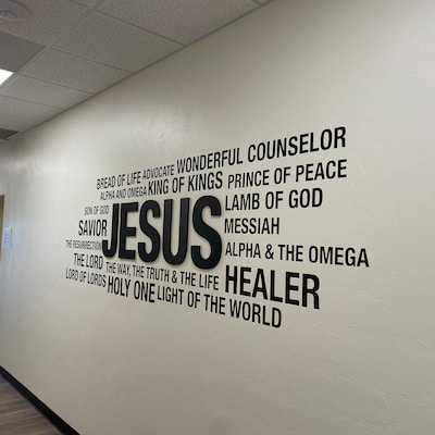Jesus Wordcloud, Religious Wall Sign, Christian Wall Words, Church ...