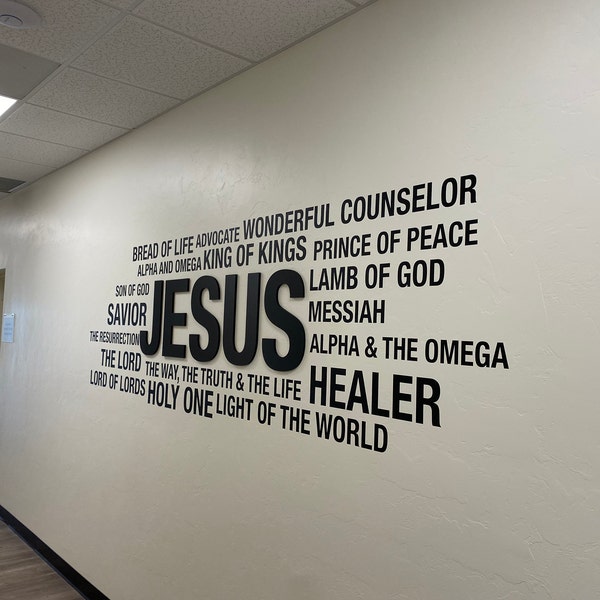 Jesus Wordcloud, Religious Wall Sign, Christian Wall Words, Church ...