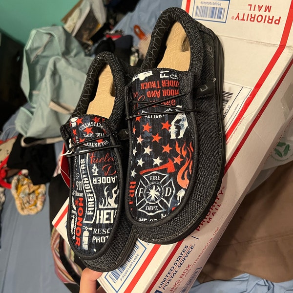 Custom Firefighter Flame Hey Dude Shoe - Men’s - Etsy