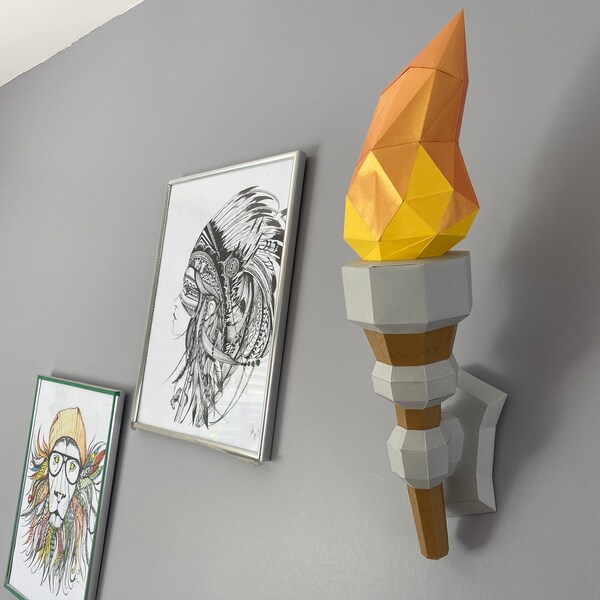 Torches Papercraft 3D DIY Low Poly Paper Crafts Halloween Model and ...