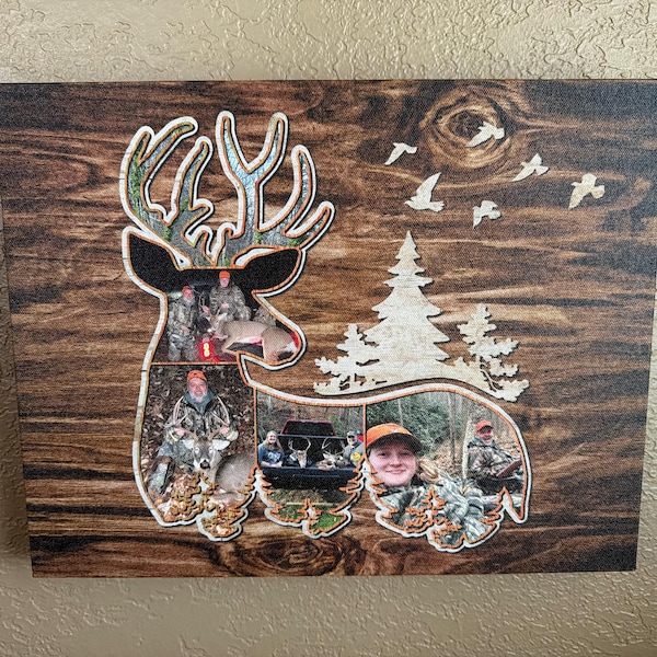 Personalized Deer Hunting Photo Collage Canvas: Hunting Gifts for Him ...