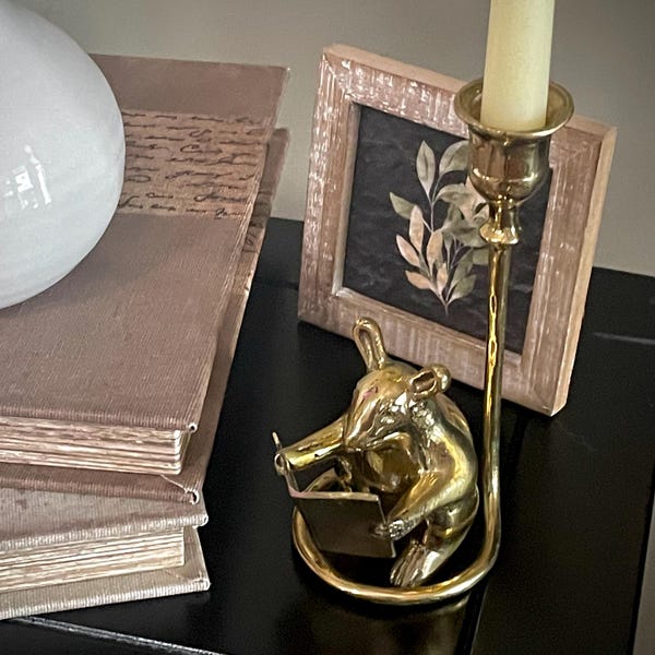 Brass Mouse Candleholder Unique Handcrafted Taper Candle Stand With ...