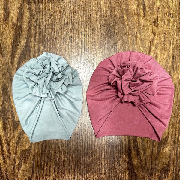 Baby Turban Hat, Baby Girl Turban, FLOWER Baby Turban,baby Stretchy Hat ...