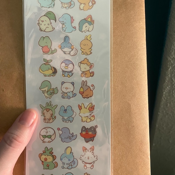 Pastel Tiny Derpy Poke Gen 1-9 Starters Sticker Sheet | 27 Stickers! - Etsy