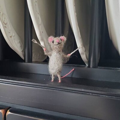 Felt Toy Miniature Mice Brown Gray White Mouse With Flower Mini Wool ...