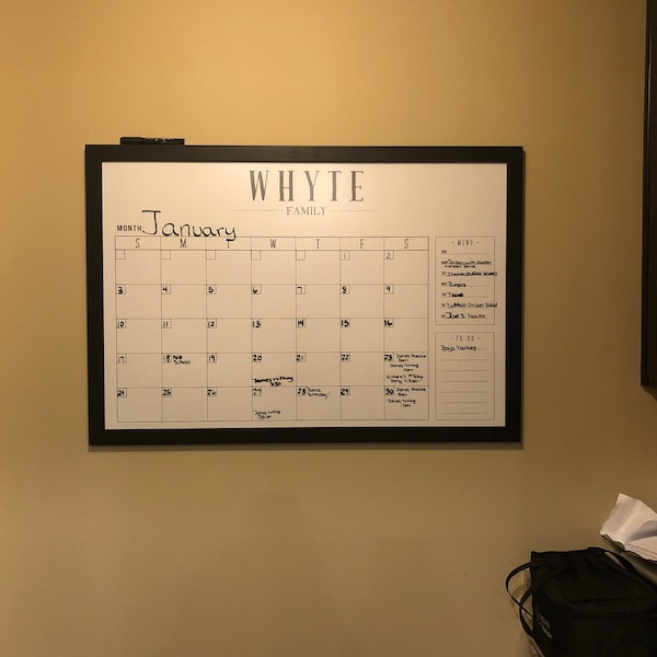 Family Dry Erase Chalkboard Calendar , Landscape 36" X 24" Grease Board ...