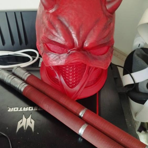 Red Devil Cowl Mask With Neck or Withouth, Cosplay Leather Texture ...