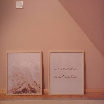 Set of 2 Pampas Inhale Exhale Print, Boho Decor, 2 Pieces Inhale Exhale ...