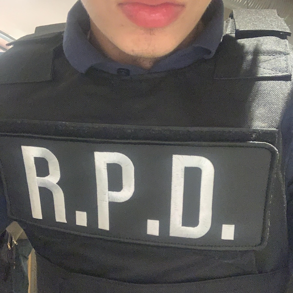 R.P.D. Embroidery Patch 10x4 and 5x2 Inches Hook Backing White Letters ...