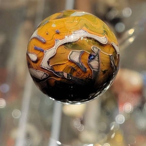Blue Flower Glass Implosion Marble, Glass Marble, Hand Blown Glass, Art ...