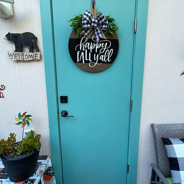 Fall Front Door Decor | Happy Fall Y'all | Fall Door Hanger | Fall ...