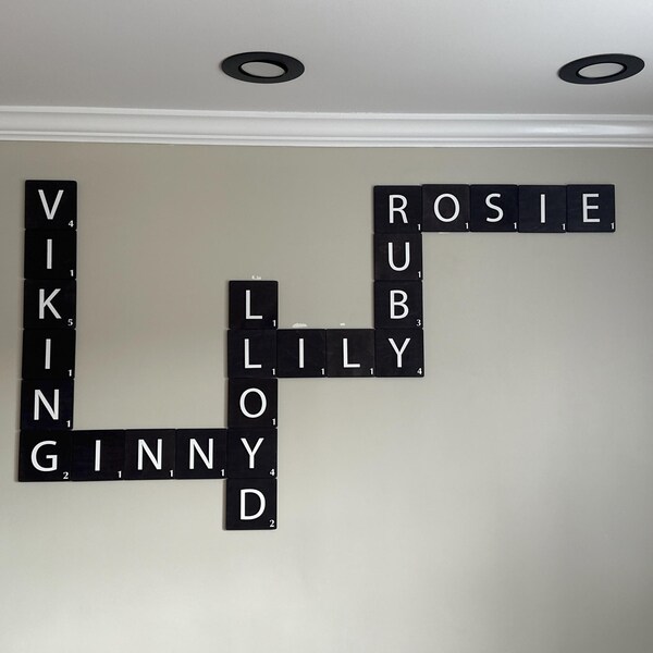 Scrabble Tiles Wall Art From Wood, Farmhouse Decor or Living Room Wall ...