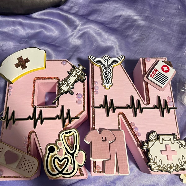 Pink RN Nurse 3d Letter/ Nurse Present/ 3d Letter/ Graduation Present ...