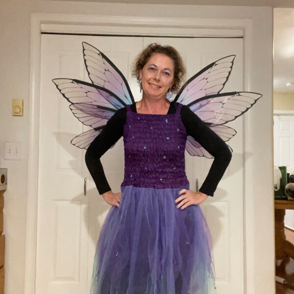 PLUS SIZE Fairy Dress Party Costume With Wings - Brown & Forest Green ...