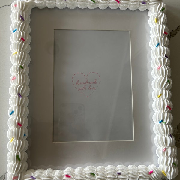 Fake Cake Photo Frame White With Colorful Sprinkles 4x6 / 5x7 / 8x10 ...