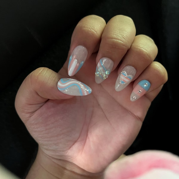 Transgender Flag Pride Handmade Press on Nails | Gel Nails, LGBT+ Nail ...