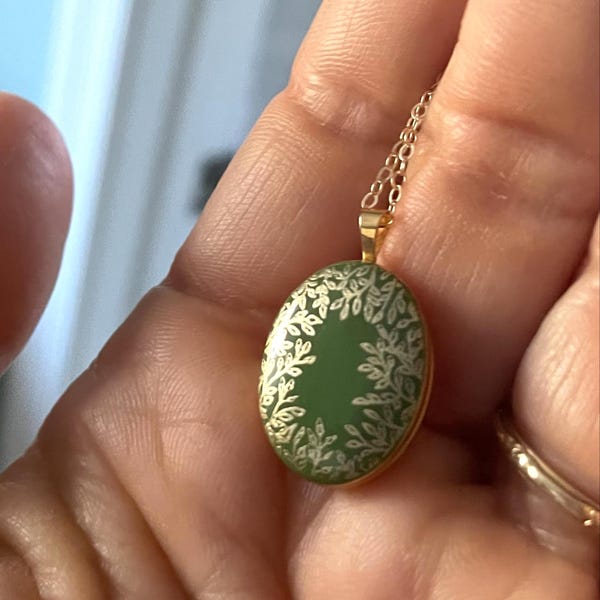 Gold Leaf Photo Locket Necklace - Personalized With Any Enamel Color ...