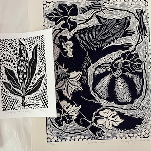 The River Ballet Linocut in Blackotter Linocutkingfisher - Etsy