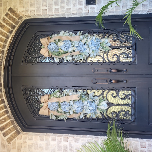 Large Hydrangea Swag; Lamb’s Ear, Eucalyptus & Pampas Swag, Hygrangea ...