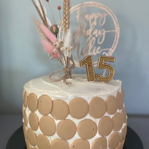 Floating Top and Side Cake Topper Happy Birthday Rose Gold - Etsy