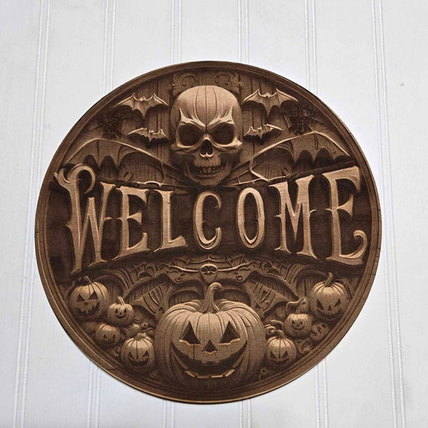 Spooky Halloween Welcome Door Hanger Sign 3D Illusion Laser Engraving ...