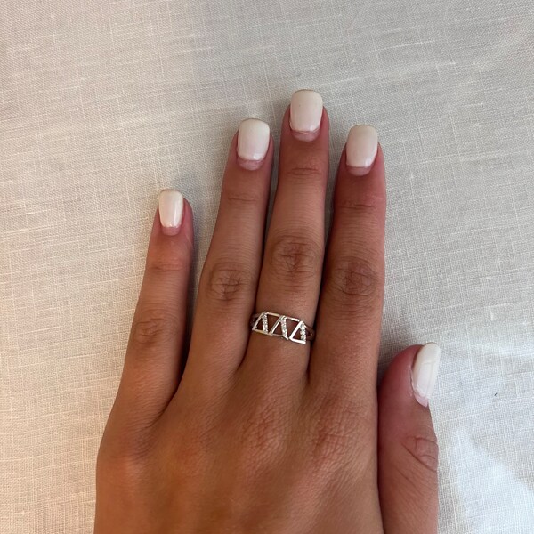 Delta Delta Delta Sterling Silver Ring Set With Simulated Diamonds ...