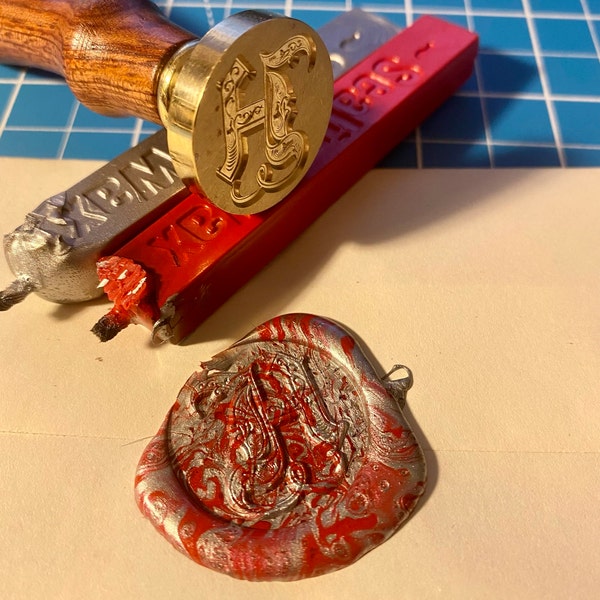 Alphabet Letter Wax Seal Stamp // Medieval Gothic Initial Monogram ...