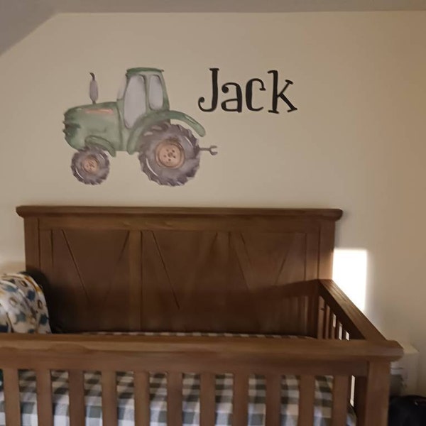 Watercolor Tractor Wall Decal - Personalized Nursery Wall Decals - John ...