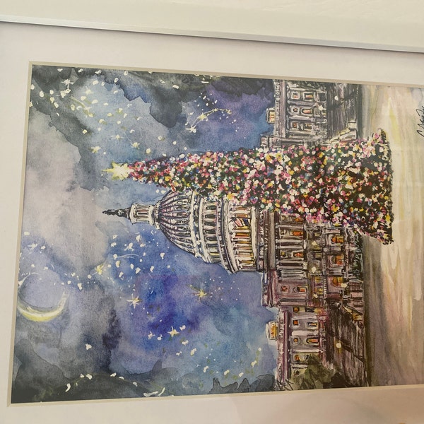 Washington DC Cherry Blossom Jefferson Monument Original Print by Cris ...